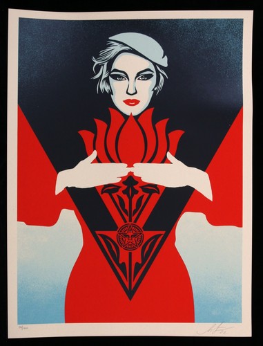SHEPARD FAIREY Noir Flower Woman red 2022 ed/400 Screenprint SIGNED ...