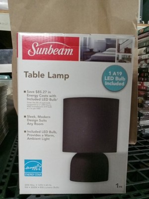 New Sunbeam Modern Black Table Lamp with Energy Saving LED Bulb ...
