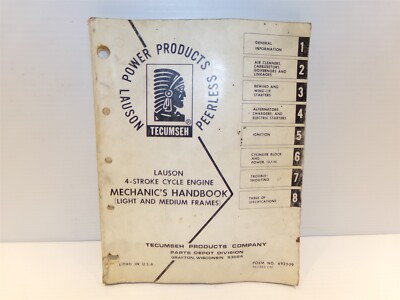 Lauson 4-Stroke Cycle Engine Mechanic's Handbook Tecumseh 1977 | eBay
