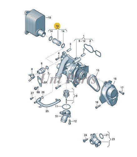 06H121131C Audi VW OEM Water Pump to Oil Cooler Coolant Pipe Connector ...