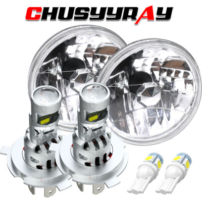 Pair 7" inch Chrome LED Headlight Hi/Lo W/ H4 for Mack Granite CV713 ...