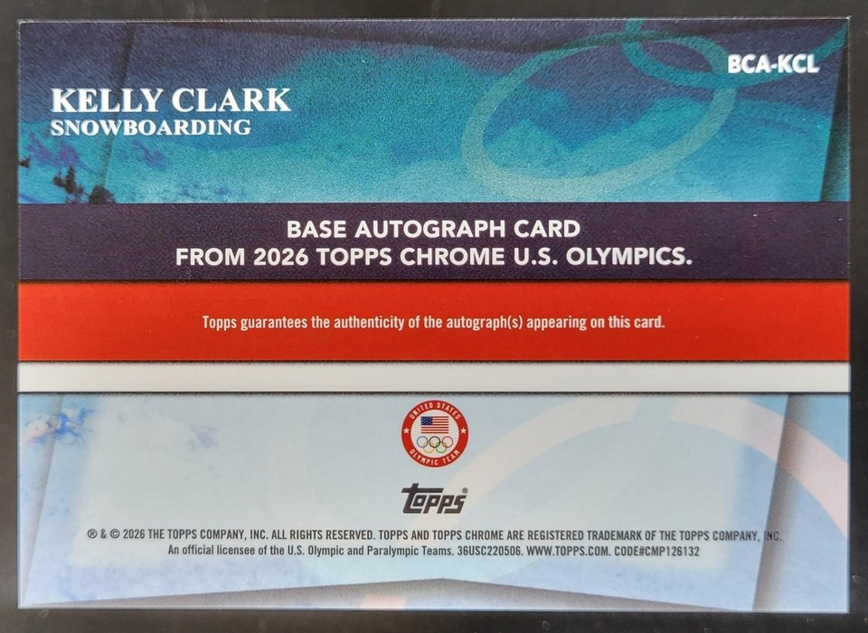 2026 Topps Chrome U.S. Winter Olympic and Paralympic Kelly Clark Auto ...
