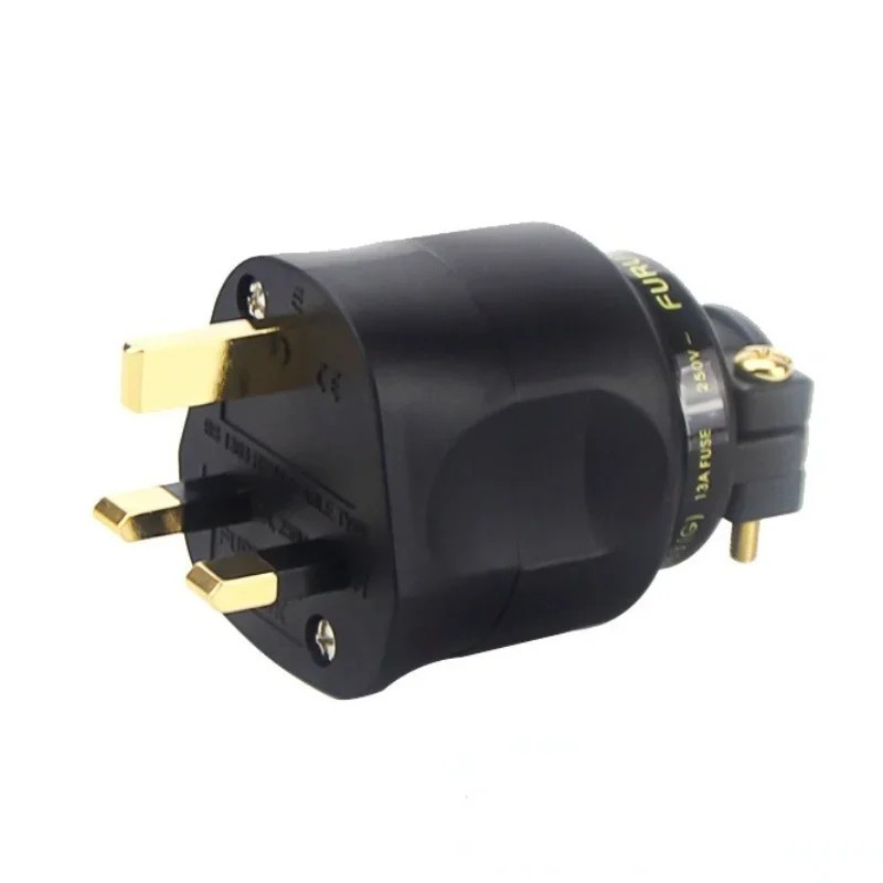 Gold / Rhodium UK 13A Mains Power Plug Fuse Connector HI-FI 3 Pin Cable ...