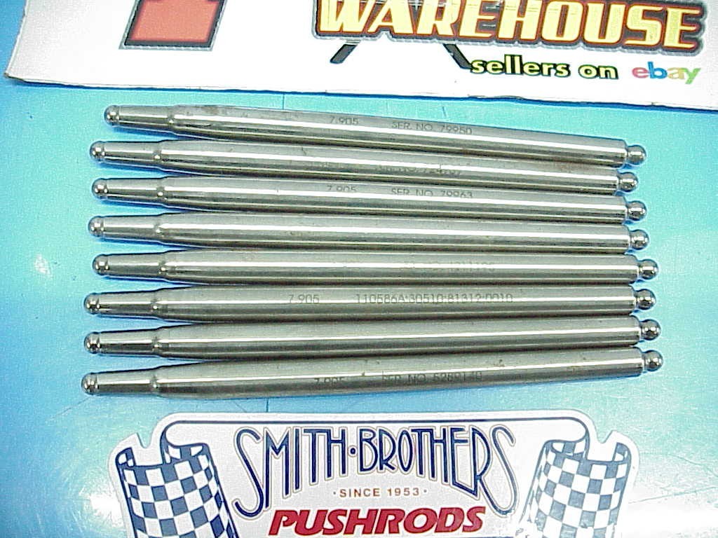 8 Polished Tapered Pushrods 1/2" - 7.905" Single Taper Smith Brothers ...