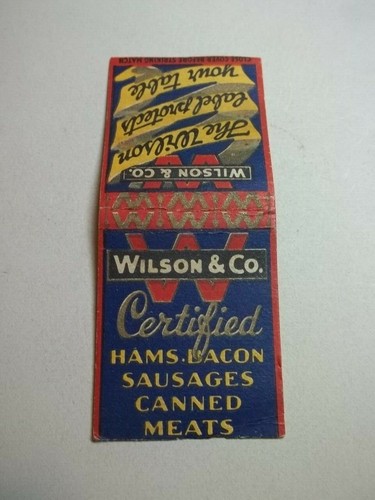 Matchbook Cover Wilson & Co Certified Hams Bacon Sausages Meats ...