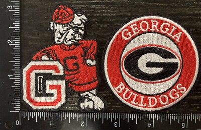 Set of 2 University of Georgia Bulldogs Football Embroidered Iron On ...