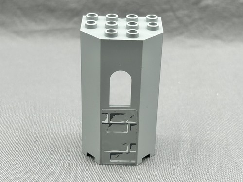 Lego Part ~ L. Bluish Gray 3 x 4 x 6 Turret Wall w Window Decor Sticker ...