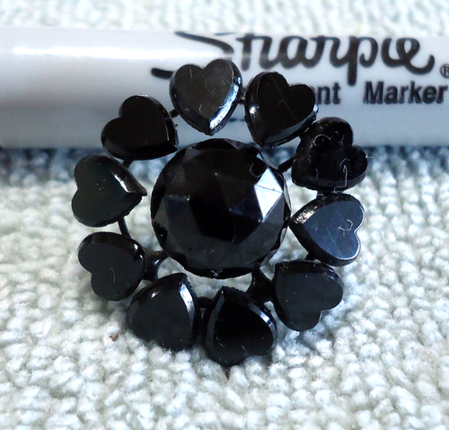 Antique Metal & Black Glass Passementerie Button 1" Heart Border | eBay