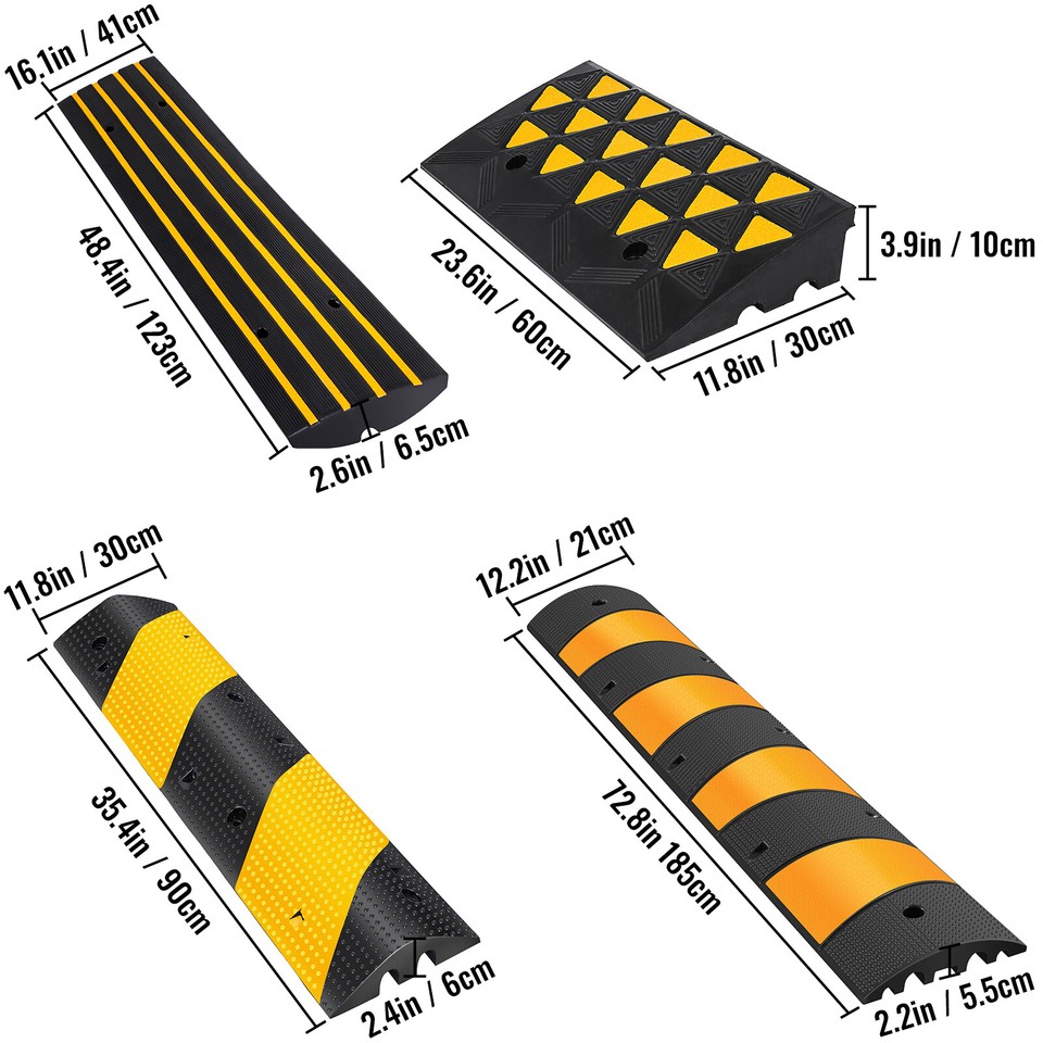 2 Channel Rubber Speed Bump/Car Curb Ramp Anti-Slide Parking Lot Heavy ...