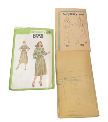 8921 Vintage Simplicity Sewing Pattern Misses Pullover Dress & Tie Belt ...