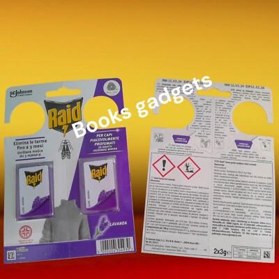 9 Conf. Raid (18 Gel Lavanda) Uccide le Tarme x Armadi e Cassetti Capi ...