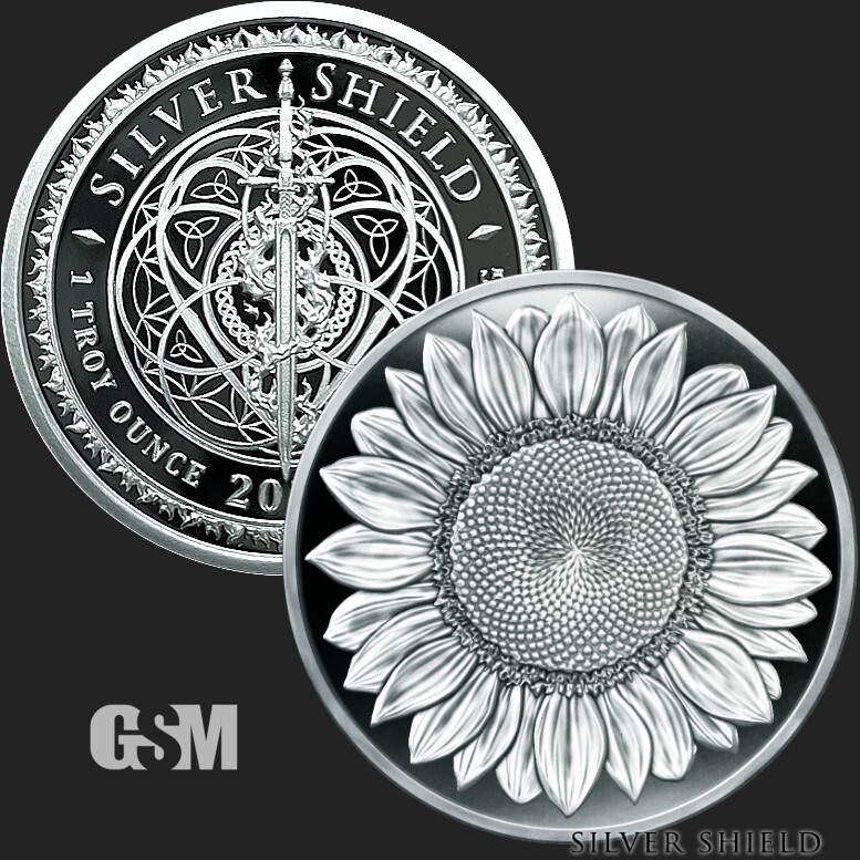 2024 - SUNFLOWER - 1 oz .999 Fine Silver Shield Proof Round - IN STOCK ...