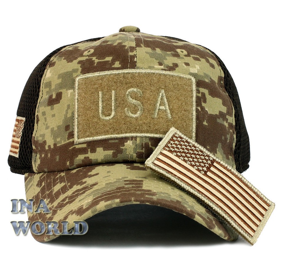 USA Flag Hat Detachable Patch Tactical Operator Micro Mesh Military ...
