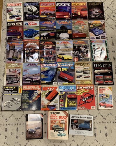 Lot Of 33 Corvette Magazines And Books - Eckler’s, Mid America + More ...