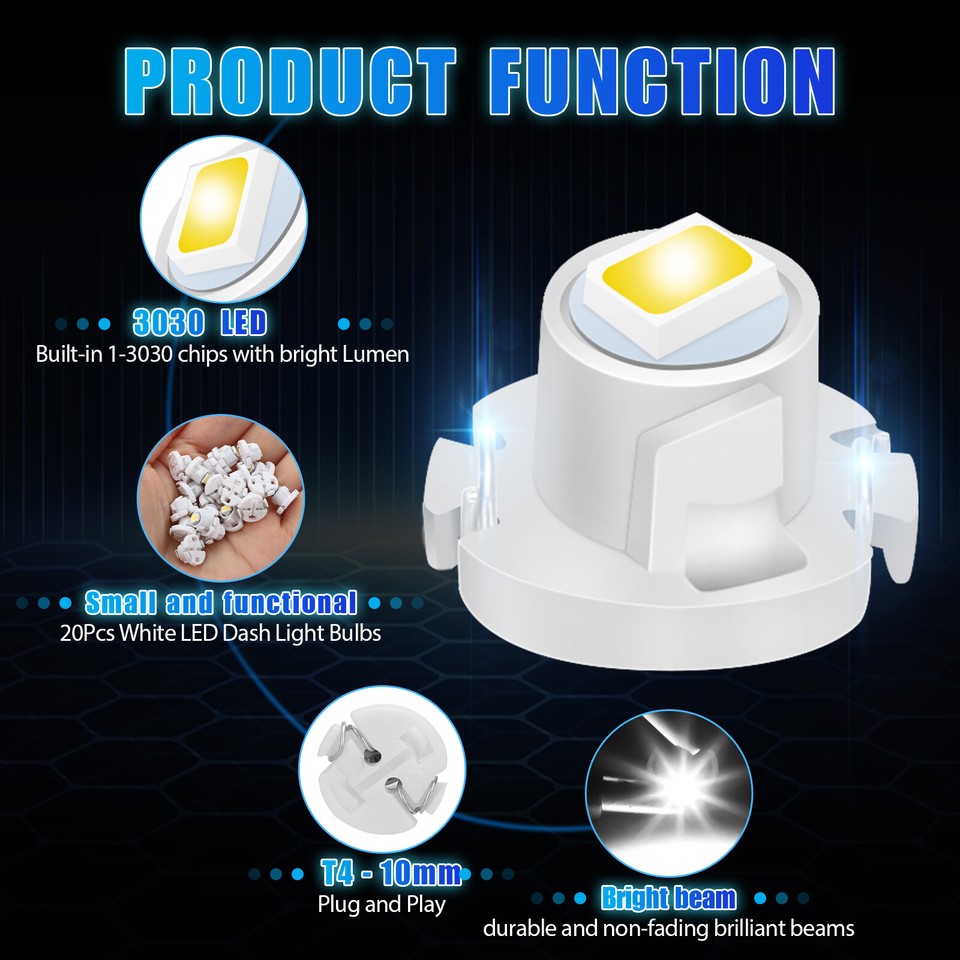 20x White T4 T4.2 Neo Wedge Dash A/C Climate Control HVAC Switch LED ...