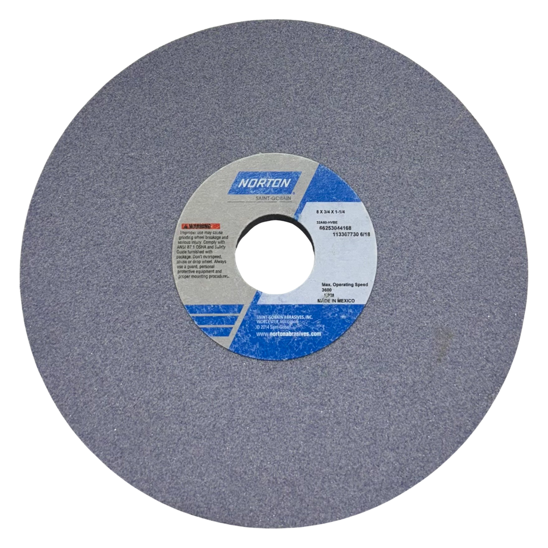 Norton 8" x 3/4" x 1-1/4" Straight Toolroom Grinding Wheel 32A60-HVBE ...