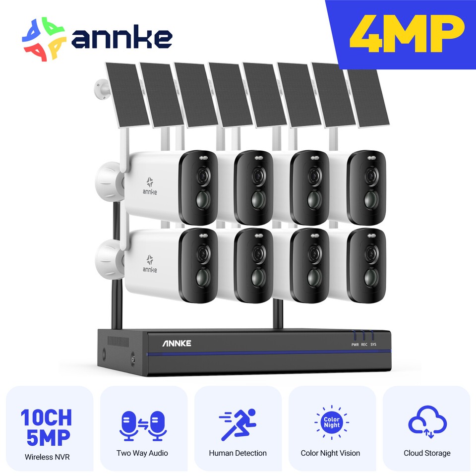 ANNKE Wireless CCTV PIR Security Camera System Solar Battery Outdoor 2 ...