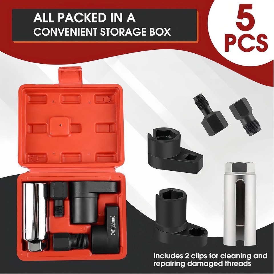 5pcs O2 Oxygen Sensor Socket Wrench Removal Tool 3/8" 1/2" Drive x 7/8 ...