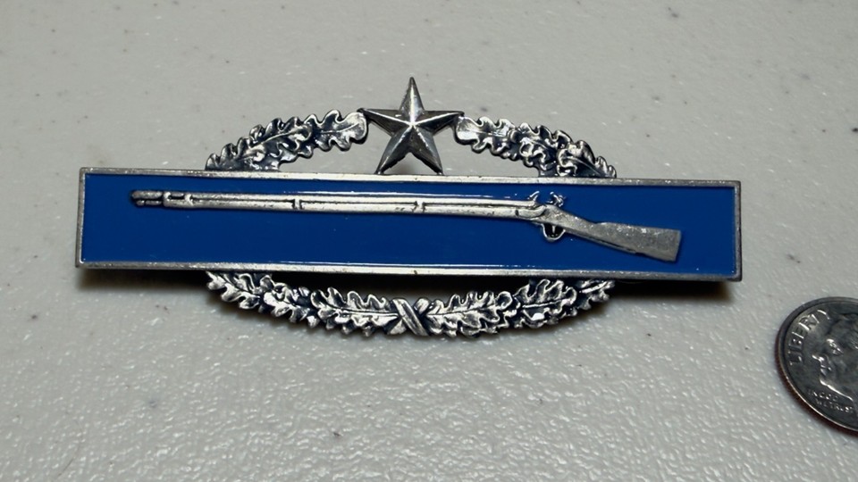 US Army CIB Combat Infantryman Badge 2nd Award Sterling Silver WWII ...