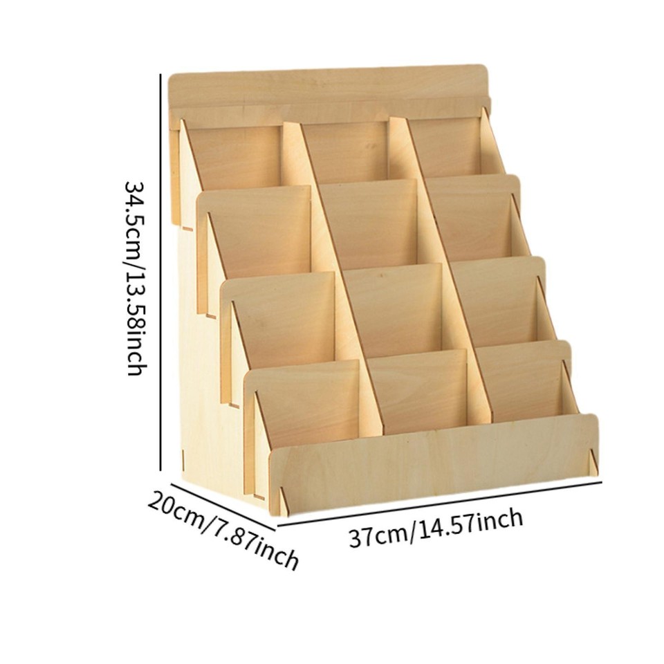 Wooden Greeting Card Display Stand Portable 4 Tier for Brochure Stores ...