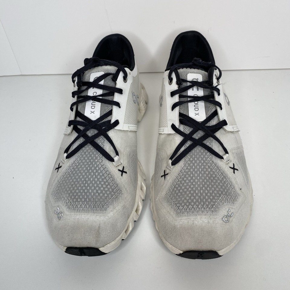 On Cloud X Men's 9 Running Shoes White w/ Black Trim Athletic Sneakers ...
