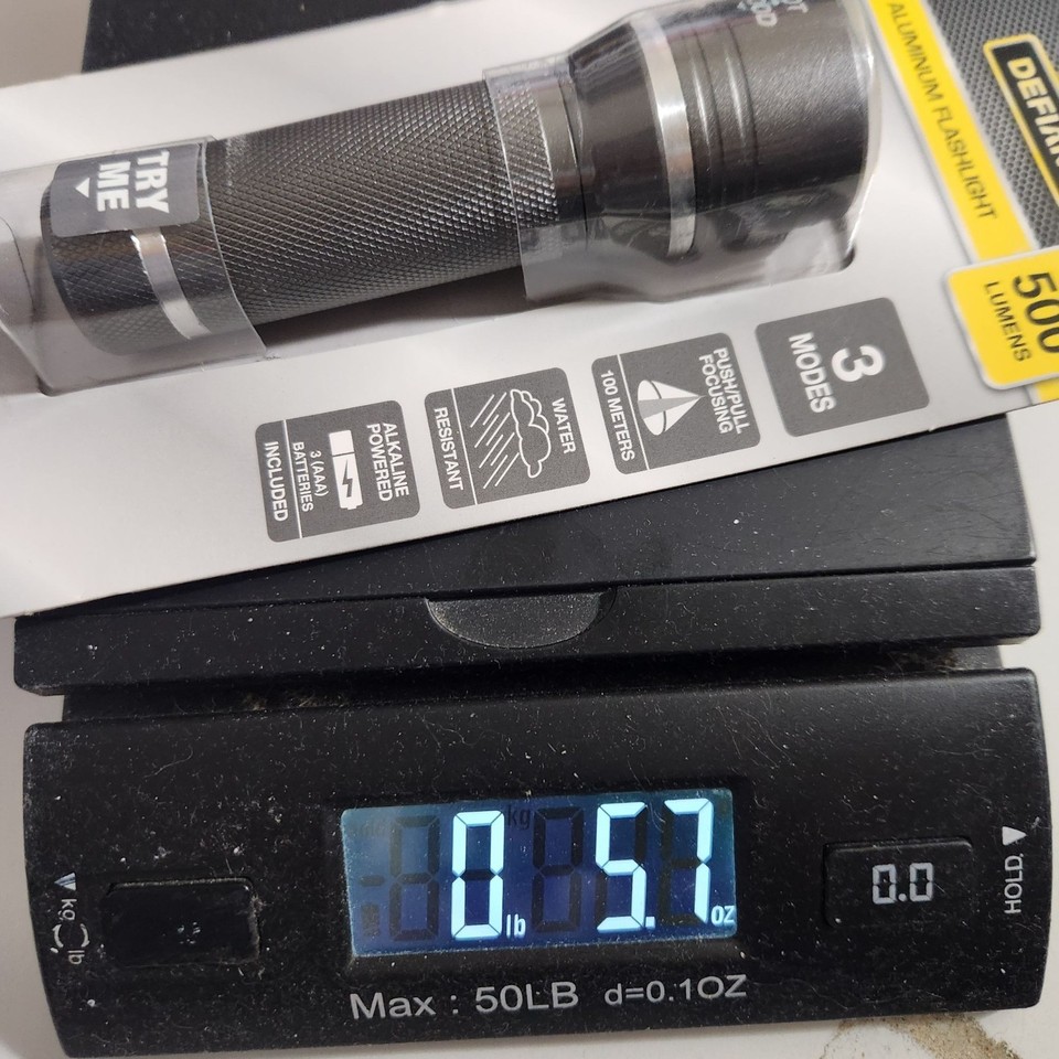 Defiant Aluminum Flashlight 500 Lumens 3 Modes Spot Flood Adjustable ...