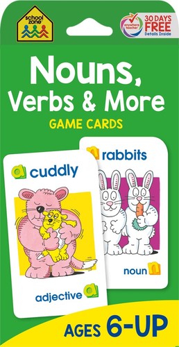 School Zone - Nouns, Verbs & More Game Cards - Ages 6+, Grammar, Parts ...