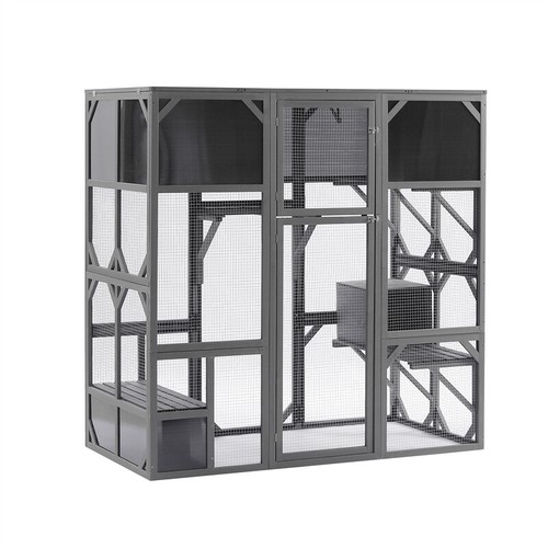 67'' Super Large Walk-in Outdoor Catio Enclosure w/Multi Platforms ...