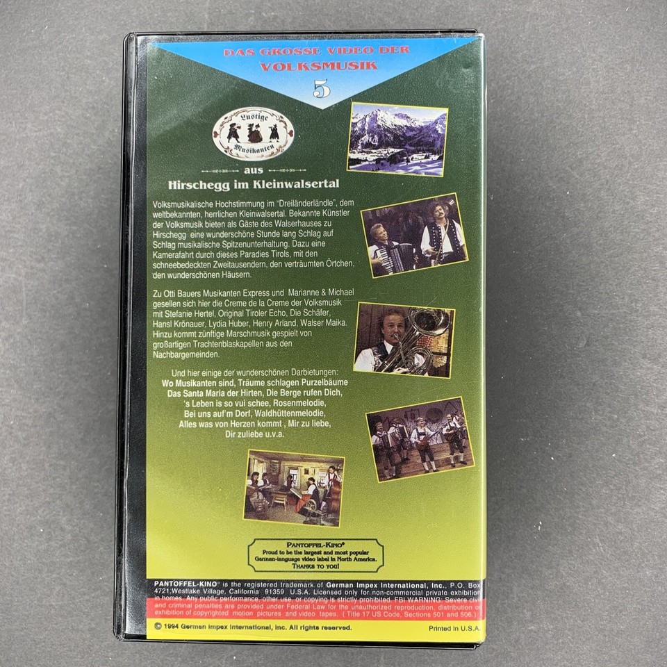 5 Volume Set VHS Das Grosse Video Der Volksmusik German 1994 | eBay