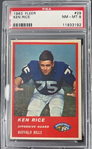 1963 Fleer Football #29 Ken Rice PSA 8 Buffalo 🦬 Bills Set Break Tough ...