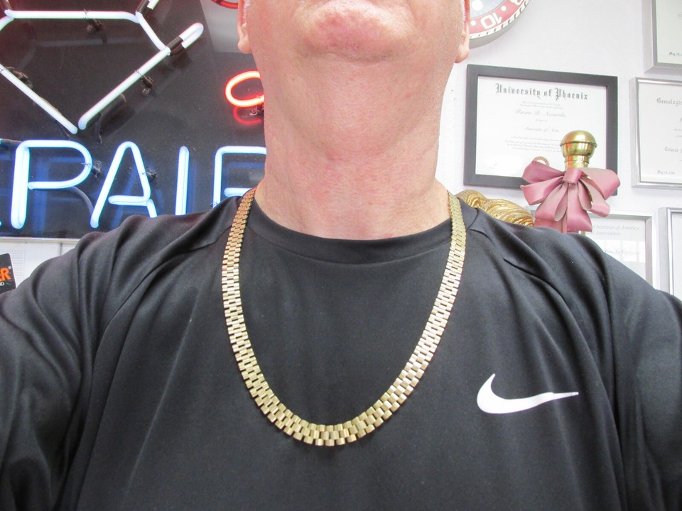 Men's 26.5 inch RLX Railroad Chain Necklace 43.71 Grams of 10k Gold ...