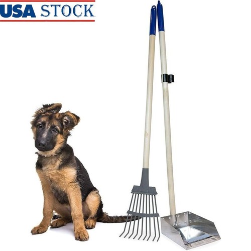 Metal Pooper Scooper W/ Rake 6.75" Long Handle Dog Waste Cleanup Tool ...