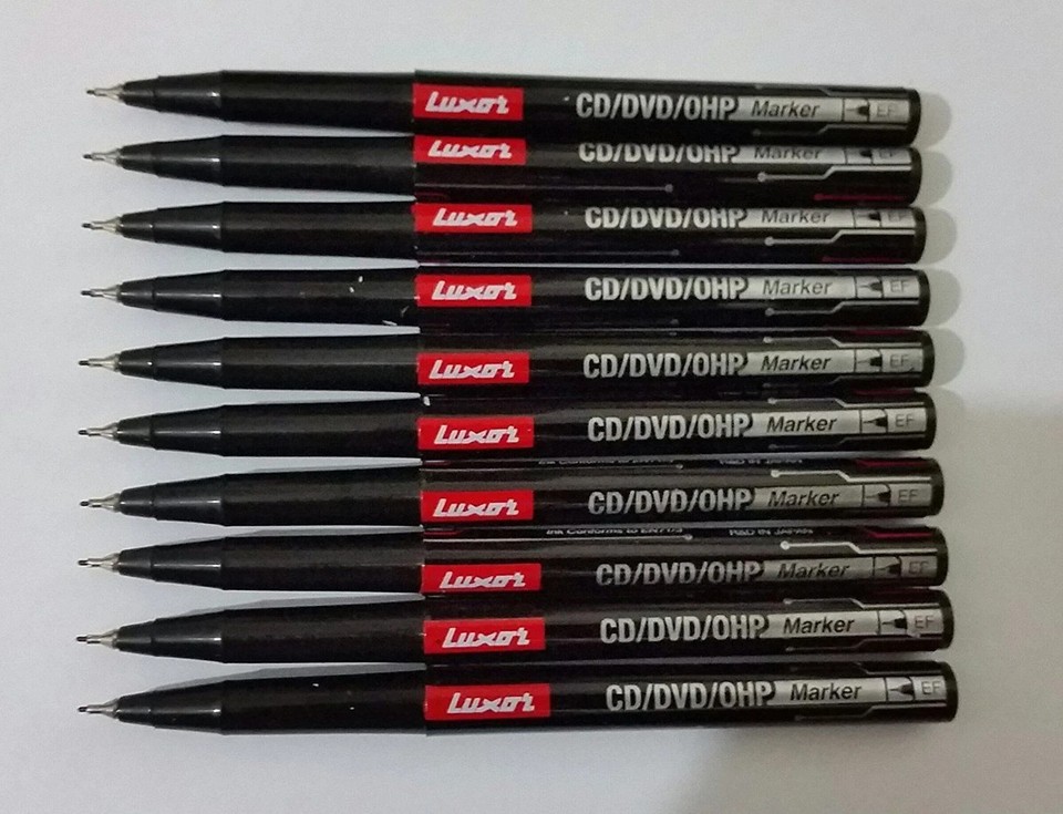 10 X EXTRA FINE TIP Permanent Marker Pens BLACK CD / DVD Marker Pen ...