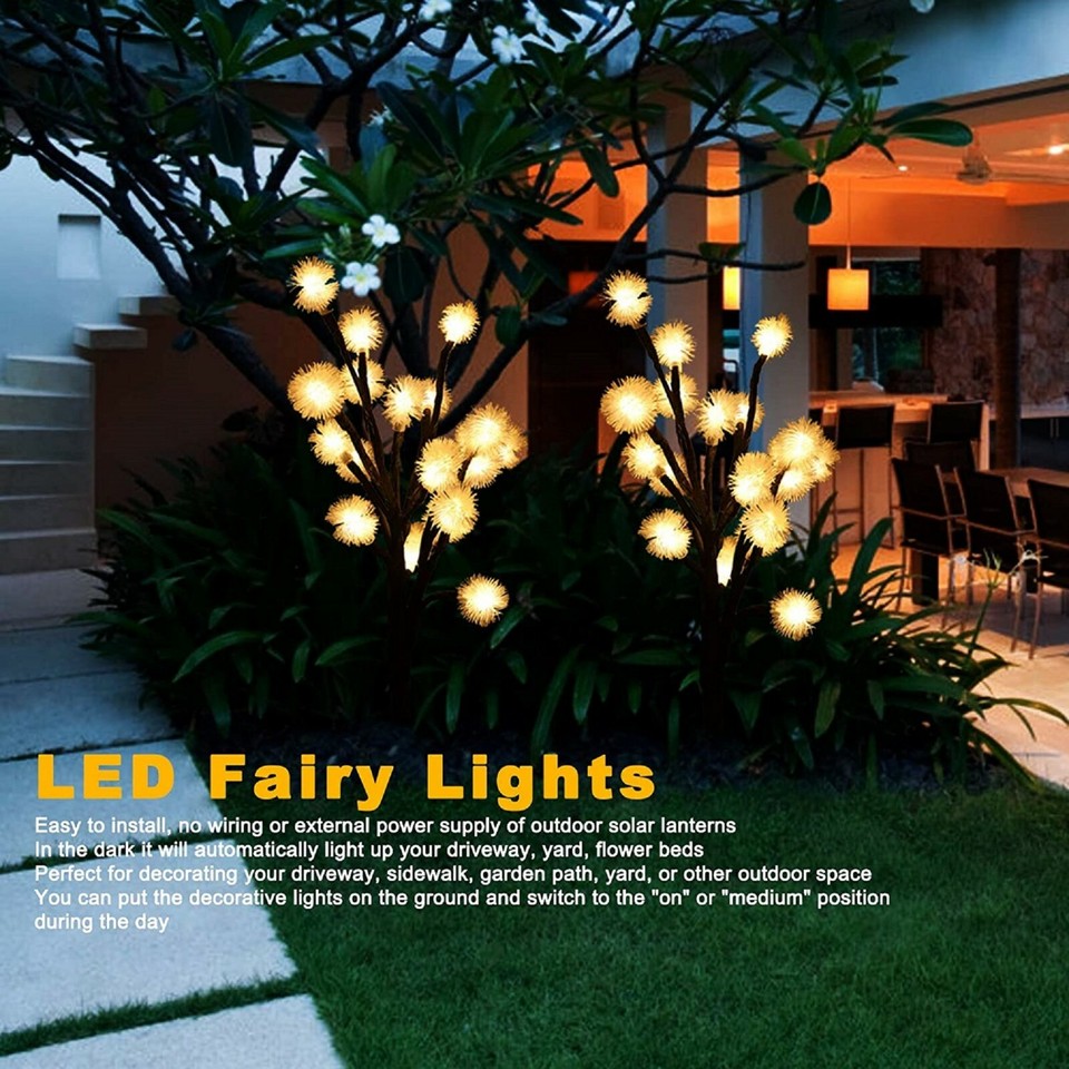 Solar Blossom Flowers LED Lights For Garden Patio Backyard Stake Lamp ...