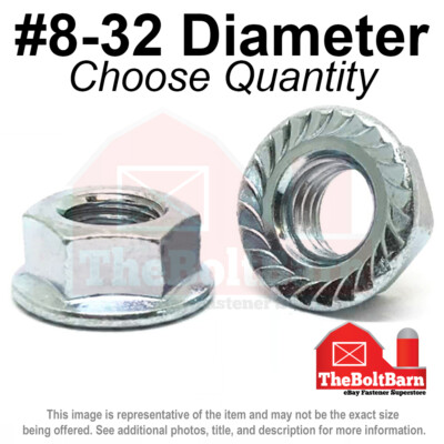 #8-32 Case Hardened Serrated Flange Whiz Lock Nuts Zinc Coarse (Pick ...
