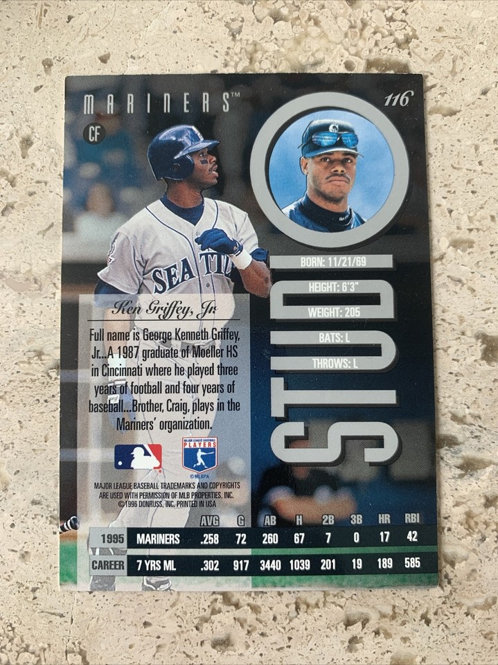 Ken Griffey Jr 1996 Studio Silver #116 Seattle Mariners | eBay