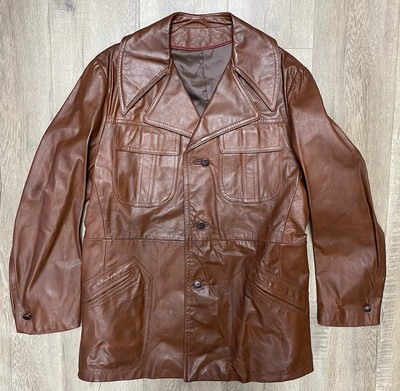 Vtg El Charro 4 Pocket Genuine Leather Jacket Size 42 Brown | eBay