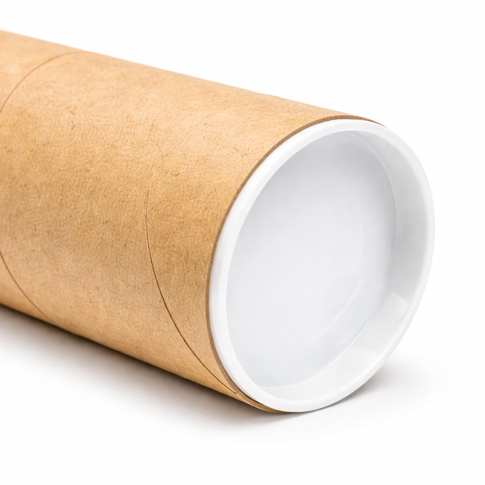 2" x 9" Cardboard Mailing Tubes Round Shipping w/ White End Caps 3-Ply ...