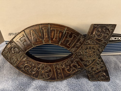 RELIGIOUS FAITH WALL HANGING in the shape of a fish. With beautiful ...