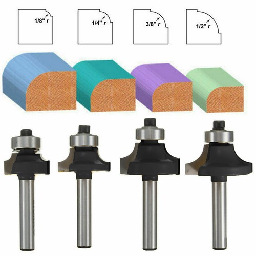 Router Cutter Bit TCT 1/4" Shank 4Pc Round Over Edging Beading Set 4 ...
