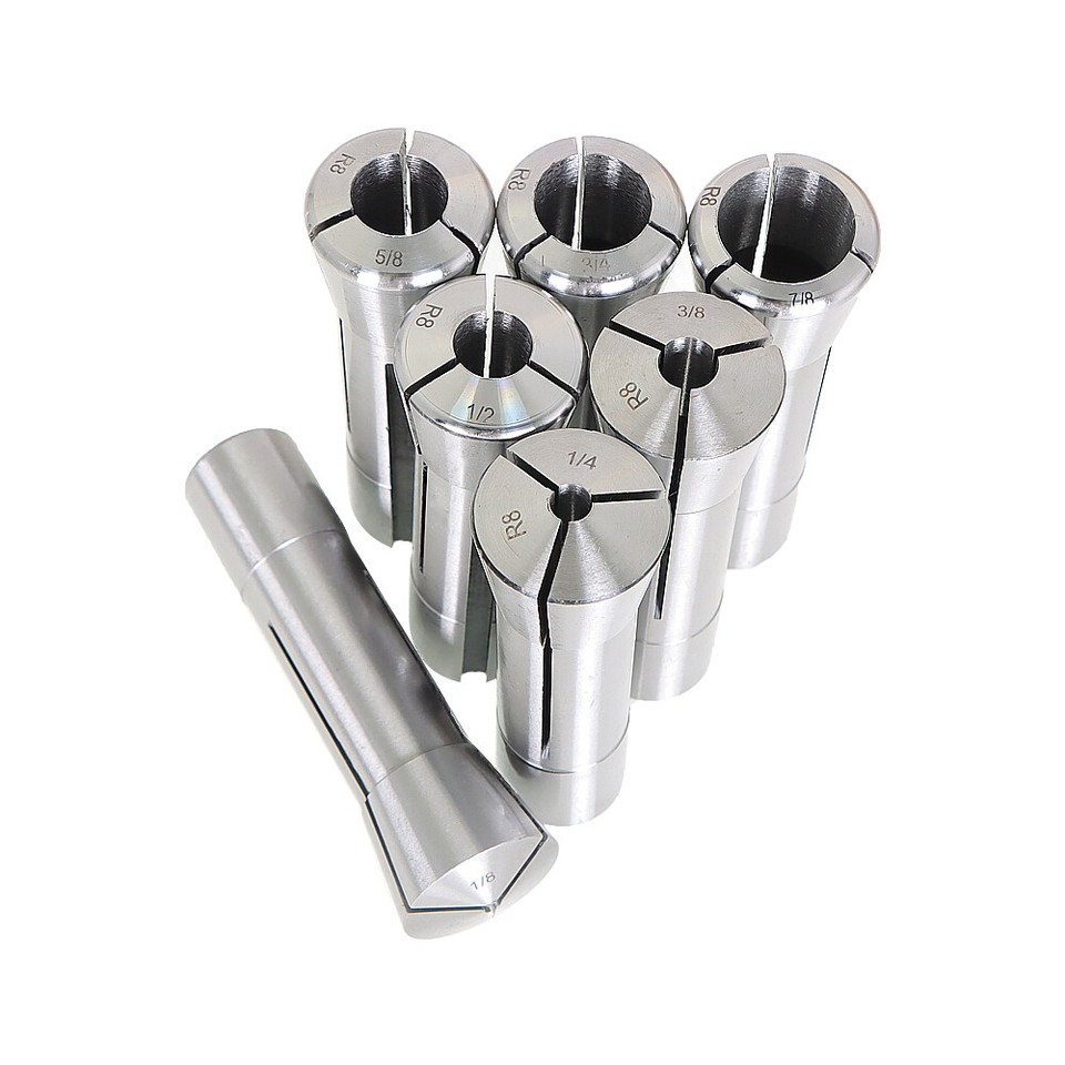 7 Piece Fractional R8 Collet Set 1/8" to 7/8" High Precision For ...
