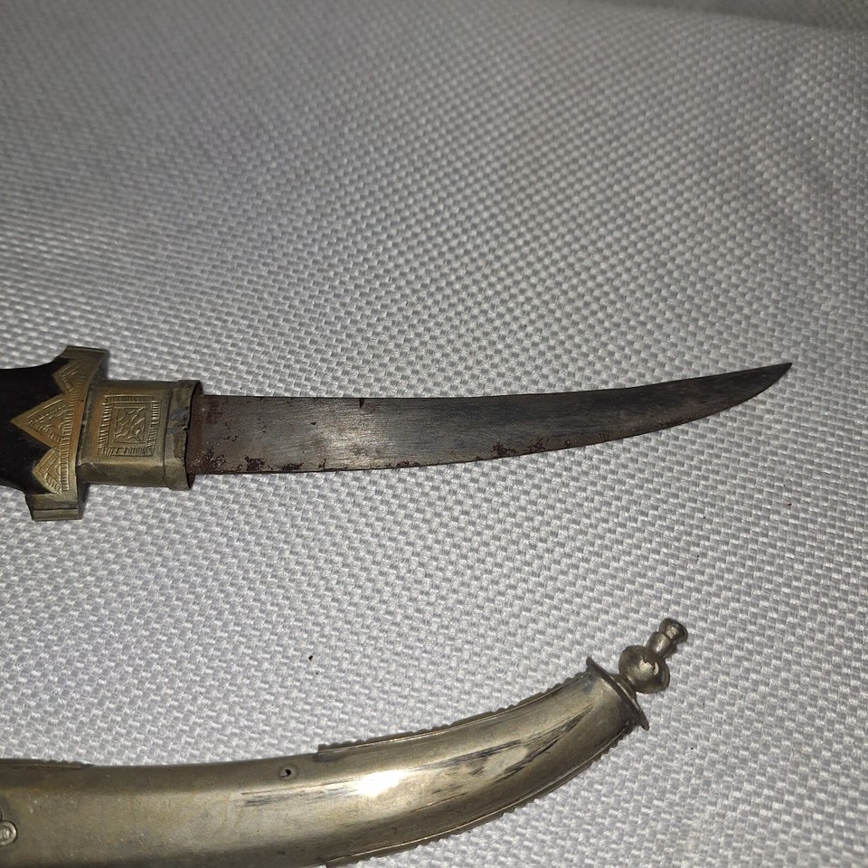 Antique African Jambiya Dagger Sword Arabian Algeria With Sheath | eBay
