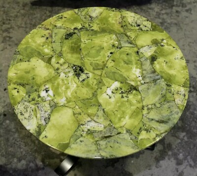 18" Natural Green Jade Gemstone Coffee Table Top Round Countertop Desk ...
