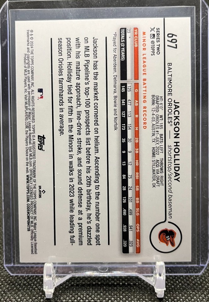 2024 Topps Series 2 JACKSON HOLLIDAY Fun Face BLACK SCRIBBLE Variation ...