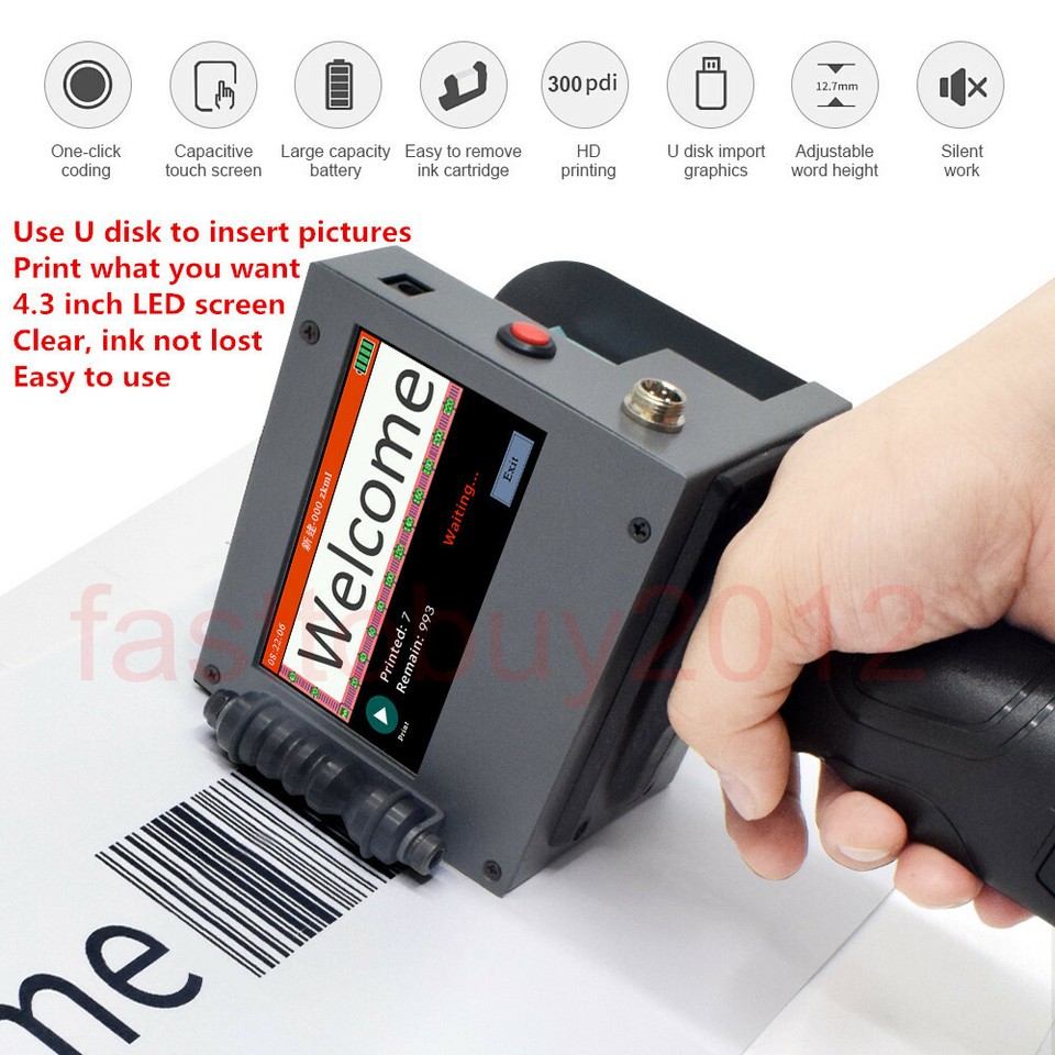Handheld Inkjet Printer Quick-drying Ink Date Code Logo Label Coding 2 ...