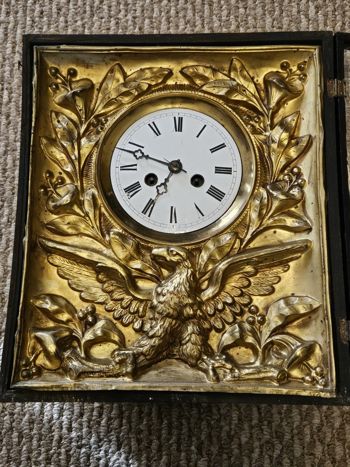 Antique 1800's Austrian Victorian Picture Frame Wall Clock w/Brass ...