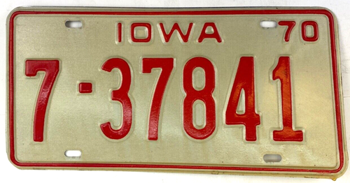 Iowa 1970 Auto License Plate Black Hawk County Man Cave Garage Decor ...