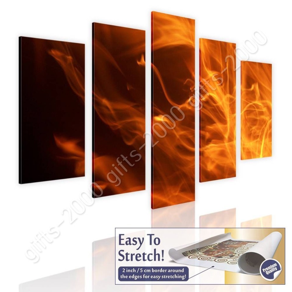 Fire by Split 5 Panels | Canvas (Rolled) | 5 Panels Wall art oil ...