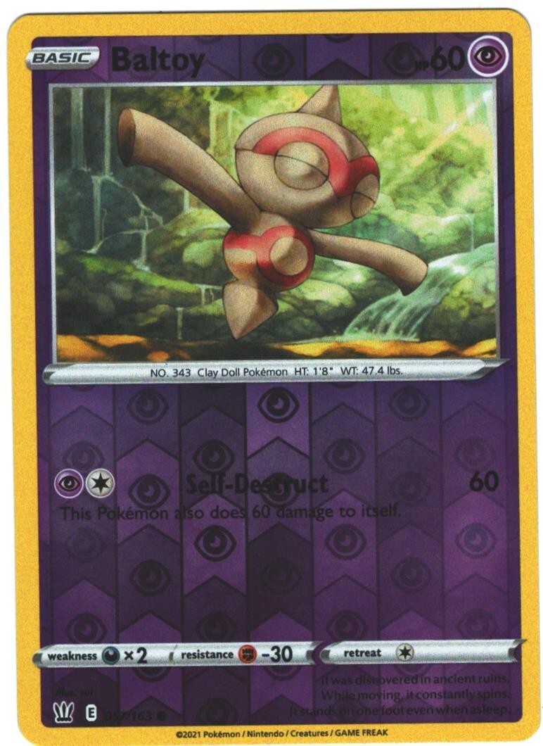Pokémon TCG Baltoy Sword & Shield - Battle Styles 057/163 Reverse Holo ...