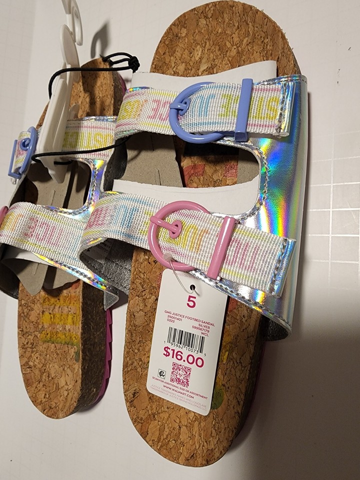 Justice Size 5 Rainbow Sparkle Sandles/ Girls Shoes New With Tags | eBay
